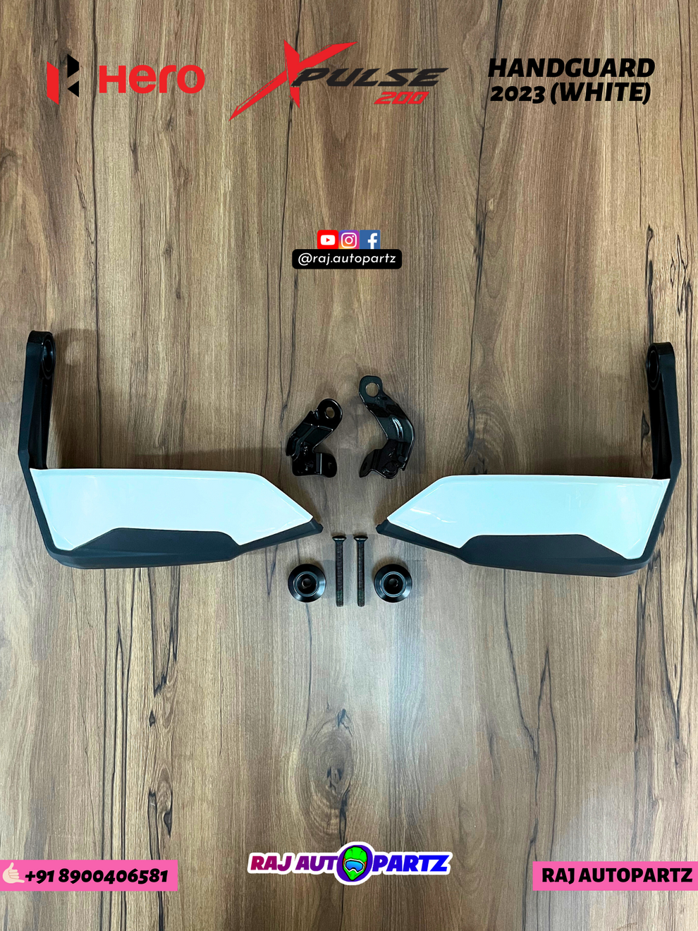 XPULSE 200 2023 HANDGUARD (WHITE) With Fitting Kit – RAJ AUTOPARTZ