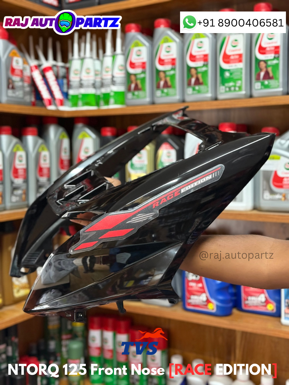 TVS NTORQ 125 FRONT NOSE COVER BLACK(RACE EDITION) – RAJ AUTOPARTZ